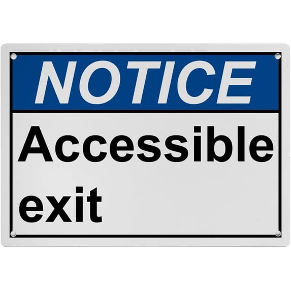 Weatherproof Horizontal ANSI Exit Sign (Accessible exit) 8 in" x 12 in ...