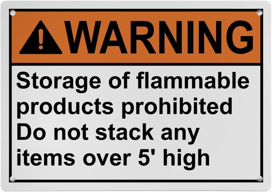 Weatherproof Horizontal ANSI Flammable Sign (Storage of flammable ...