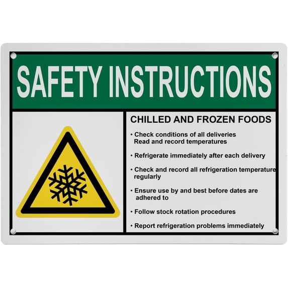 Weatherproof Horizontal ANSI Food Prep Kitchen Safety Sign #4- Size 8 ...