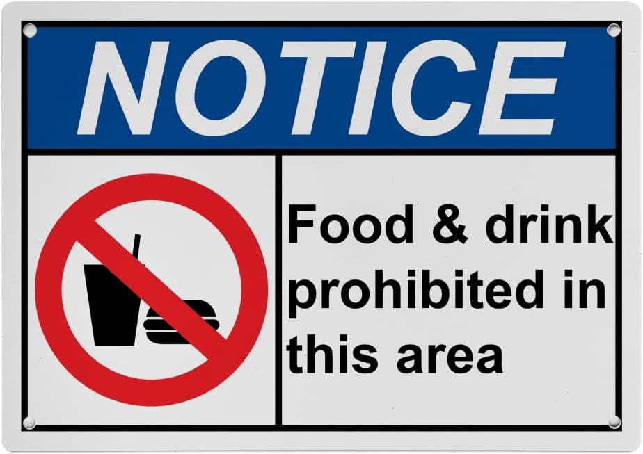 Weatherproof Horizontal ANSI Food Prep Kitchen Safety Sign (Food ...
