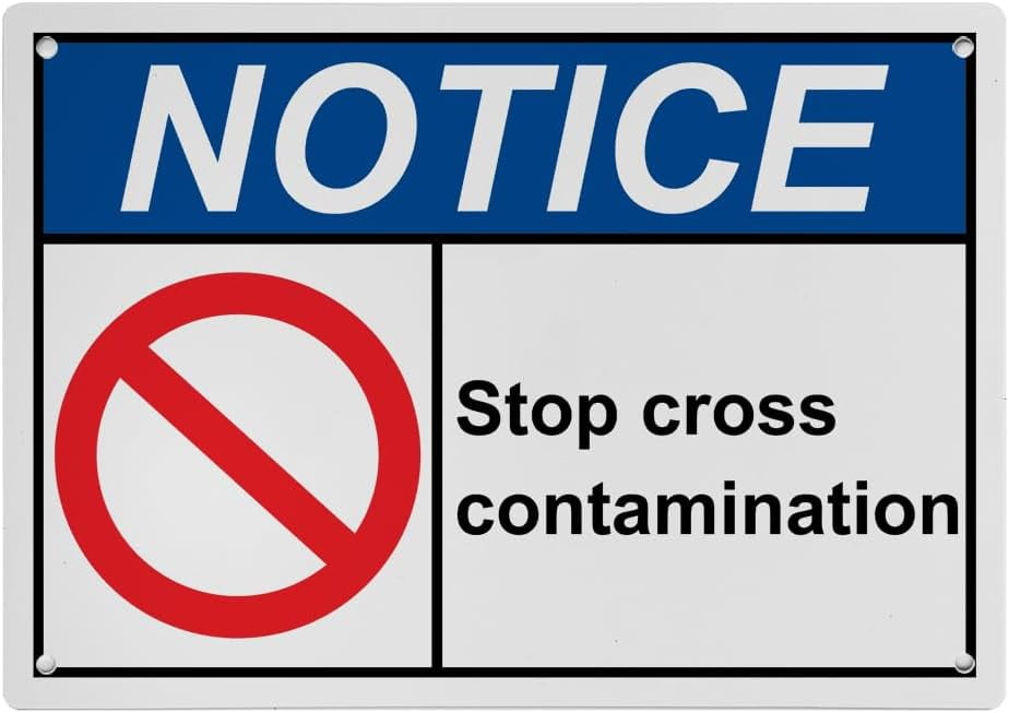 Weatherproof Horizontal ANSI Food Prep Kitchen Safety Sign (Stop cross ...