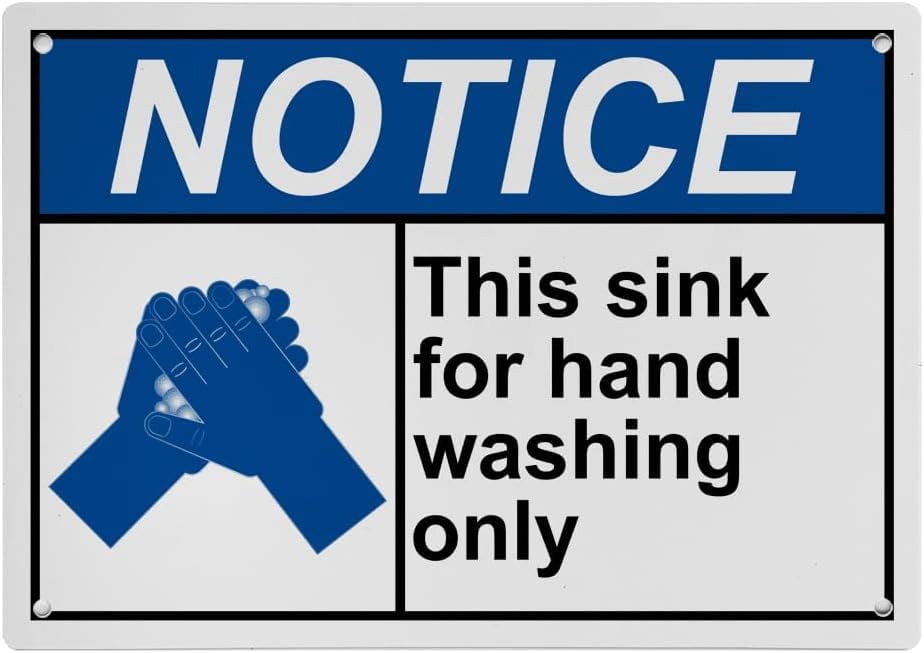 Weatherproof Horizontal ANSI Food Prep Kitchen Safety Sign (This sink ...