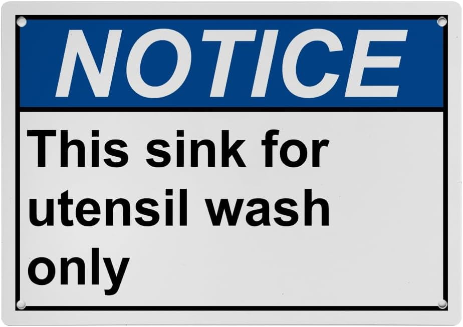 Weatherproof Horizontal ANSI Food Prep Kitchen Safety Sign (This sink ...