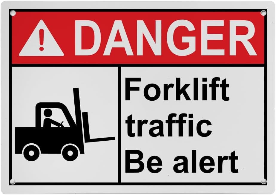 Weatherproof Horizontal ANSI Forklift Sign (Forklift traffic Be alert ...