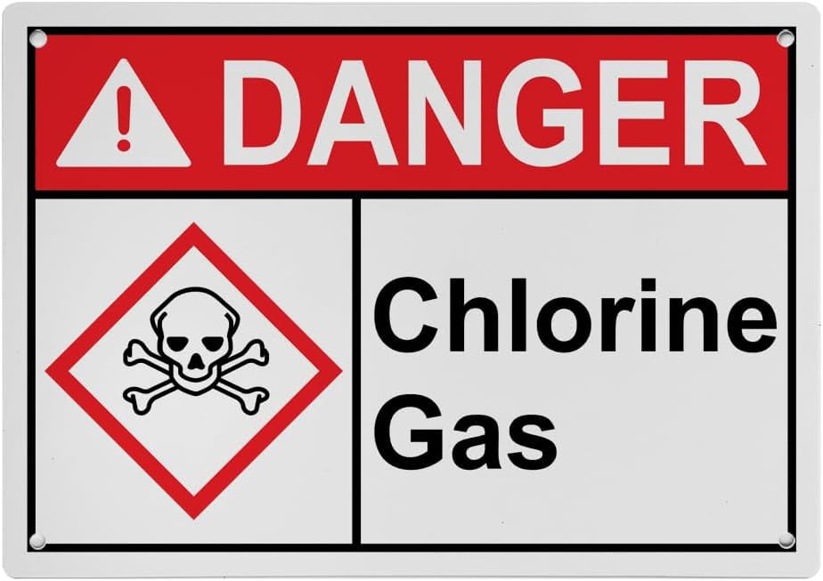 Weatherproof Horizontal ANSI GHS Chemical Sign (Chlorine Gas) 8 in" x ...