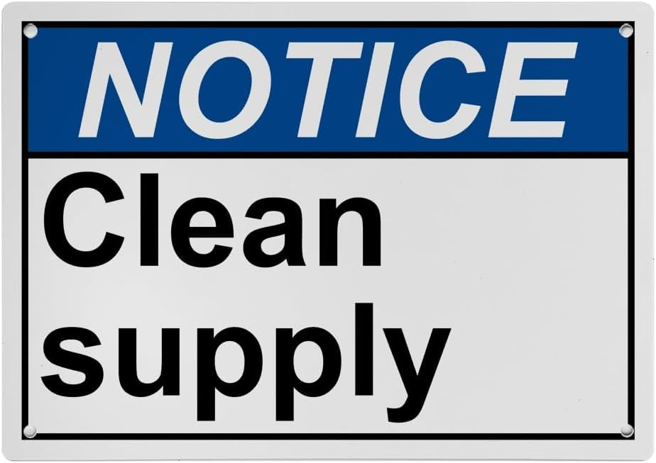 Weatherproof Horizontal ANSI Housekeeping Sign (Clean supply) 8 in" x ...