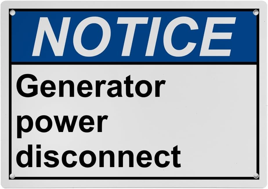 Weatherproof Horizontal ANSI Information Sign (Generator power ...