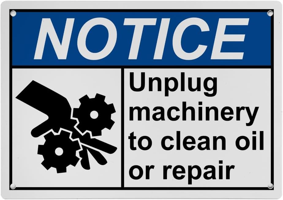 Weatherproof Horizontal ANSI Machine Safety Sign (Unplug machinery to ...