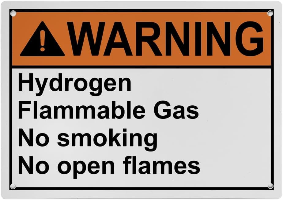 Weatherproof Horizontal ANSI No Open Flame Sign (Hydrogen Flammable Gas ...