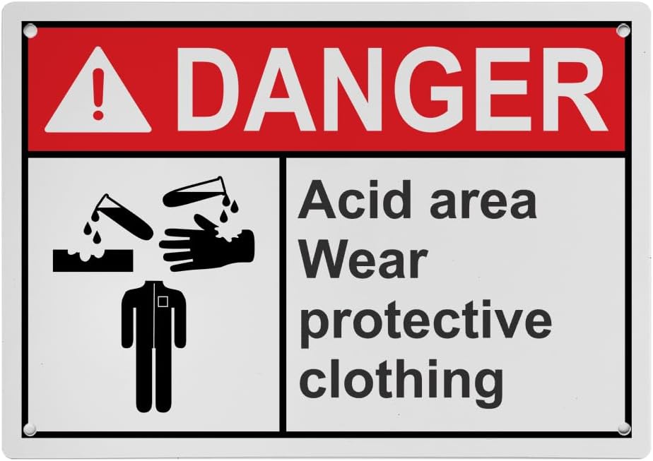 Weatherproof Horizontal ANSI PPE General Sign (Acid area Wear ...