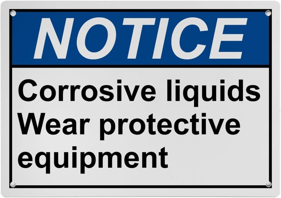 Weatherproof Horizontal ANSI PPE General Sign (Corrosive liquids Wear ...
