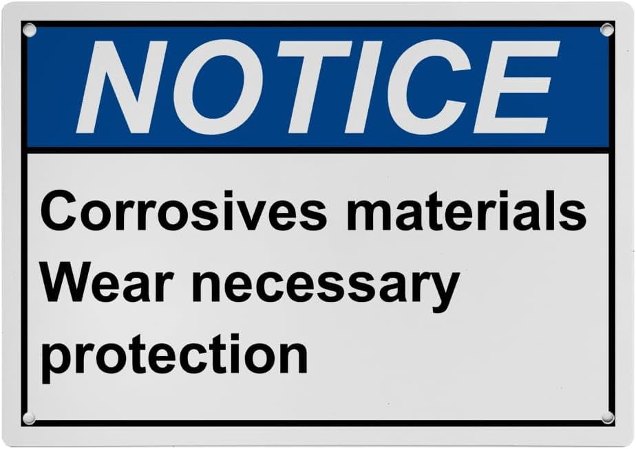 Weatherproof Horizontal ANSI PPE General Sign (Corrosives materials ...