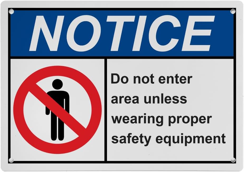 Weatherproof Horizontal ANSI PPE General Sign (Do not enter area unless ...