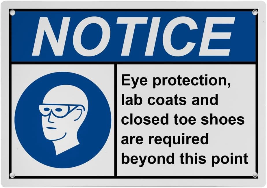 Weatherproof Horizontal ANSI PPE General Sign (Eye protection, lab ...