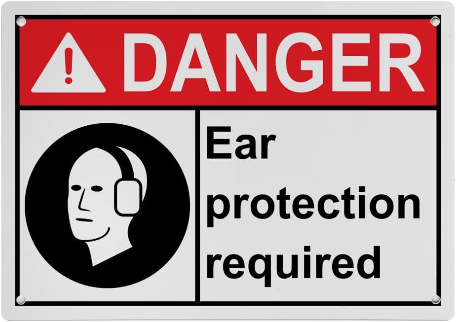 Weatherproof Horizontal ANSI PPE Hearing Sign (Ear protection required ...