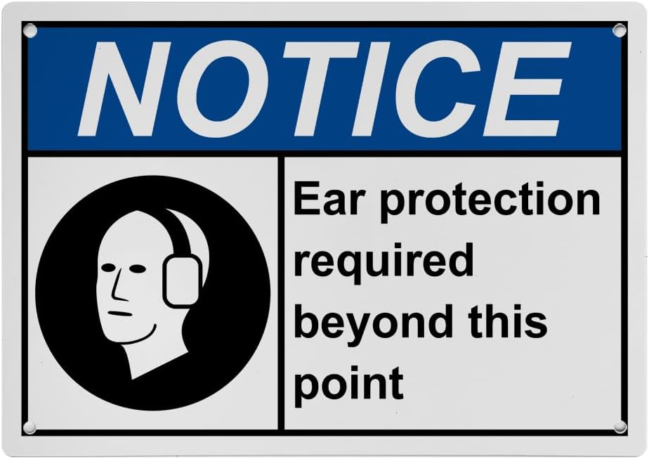 Weatherproof Horizontal ANSI PPE Hearing Sign (Ear protection required ...