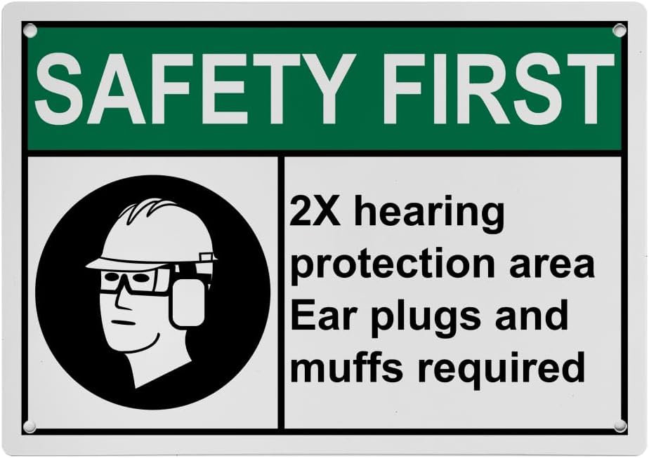 Weatherproof Horizontal ANSI PPE Multiple Sign (2X hearing protection ...