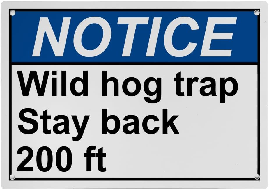 Weatherproof Horizontal ANSI Pet Rules Sign (Danger Wild hog trap Stay ...