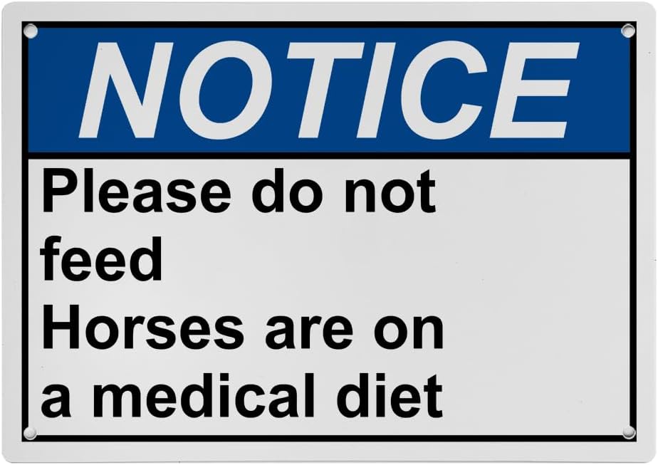 Weatherproof Horizontal ANSI Pet Rules Sign (Please do not feed Horses ...