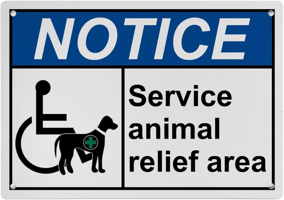 Weatherproof Horizontal ANSI Pet Rules Sign (Service animal relief area ...