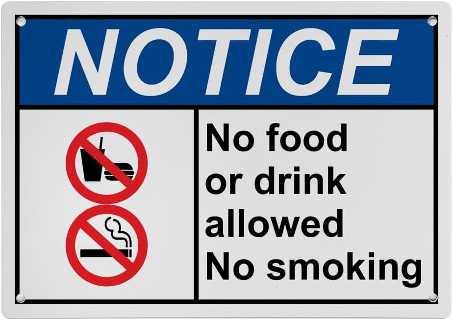 Weatherproof Horizontal ANSI Policies Regulations Sign (No food or ...