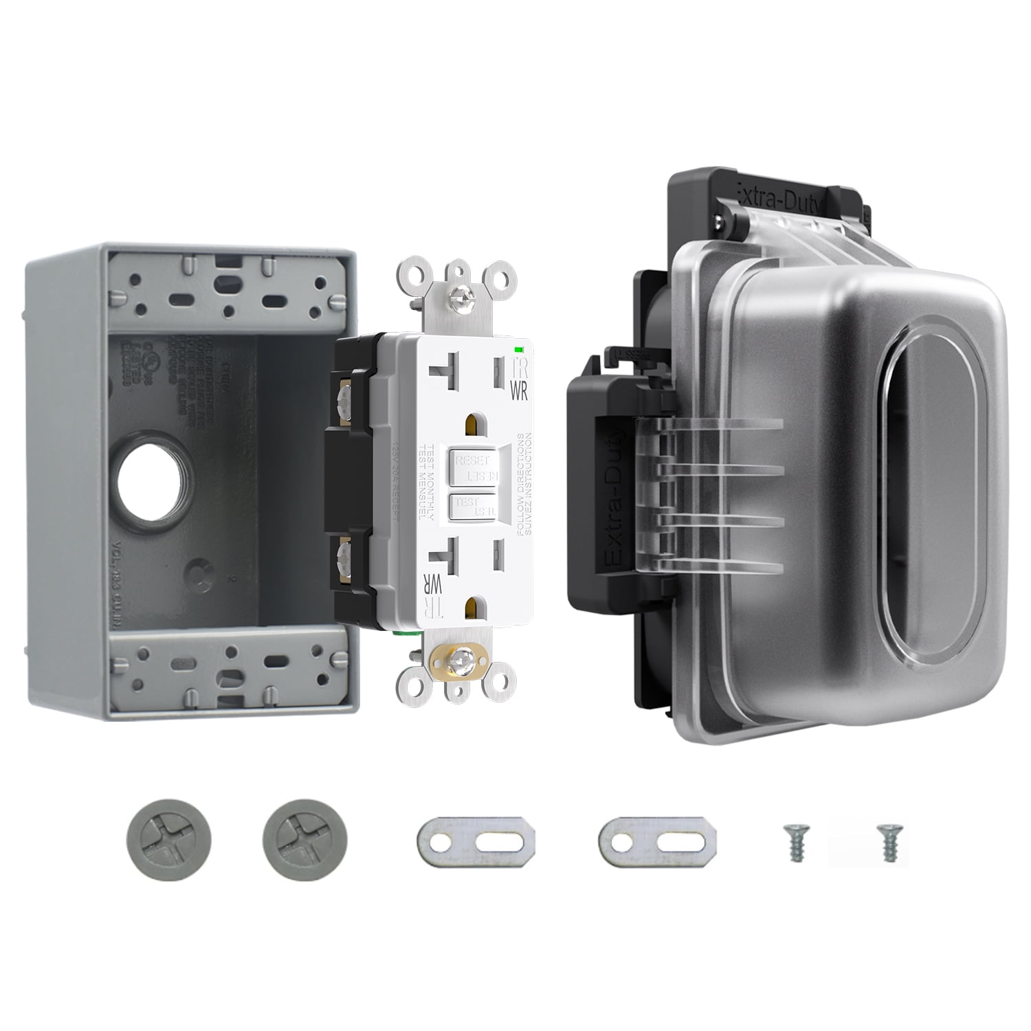 Weatherproof In-Use Cover with 20Amp TR/WR Self Test GFCI and Metal ...