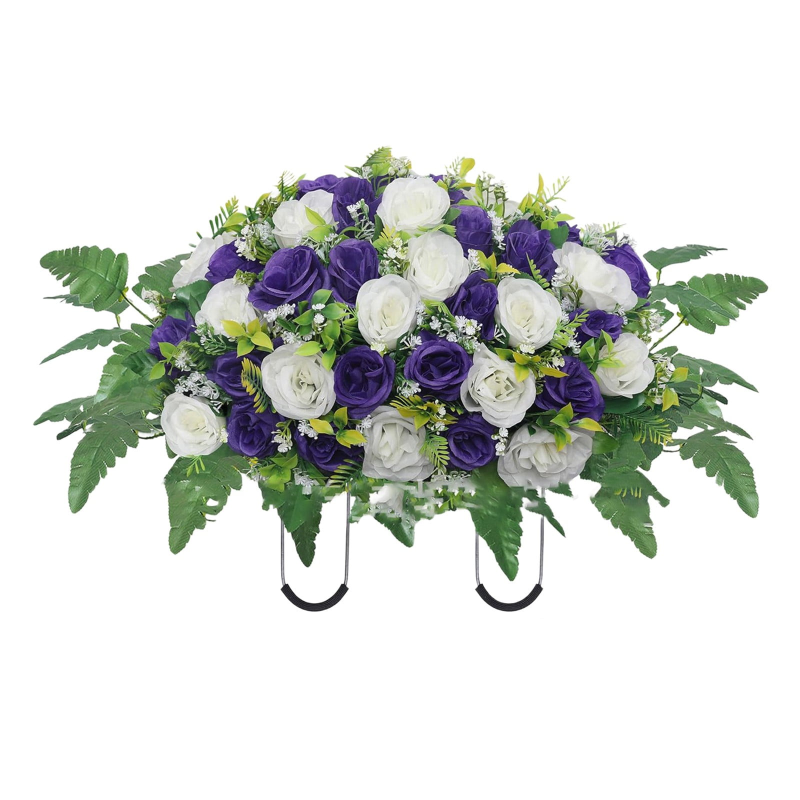 Weatherproof Memorial Flower Saddle - Artificial Rose Cemetery Decor ...