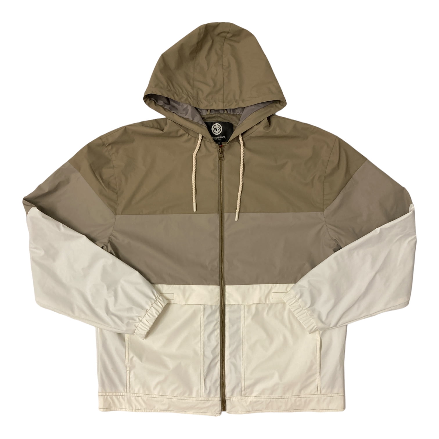 Weatherproof Men's Hooded Full Zip Rain Slicker Jacket (Tan, XL ...