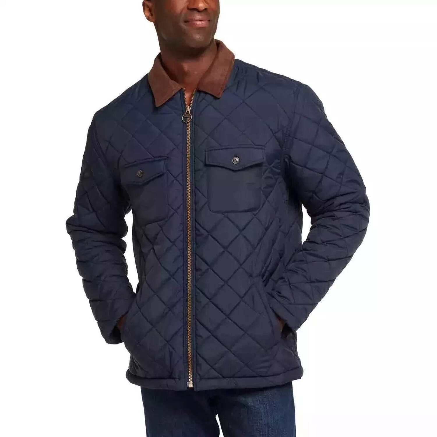 Weatherproof Men's Quilted Barn Jacket (Blue, Small) - Walmart.com