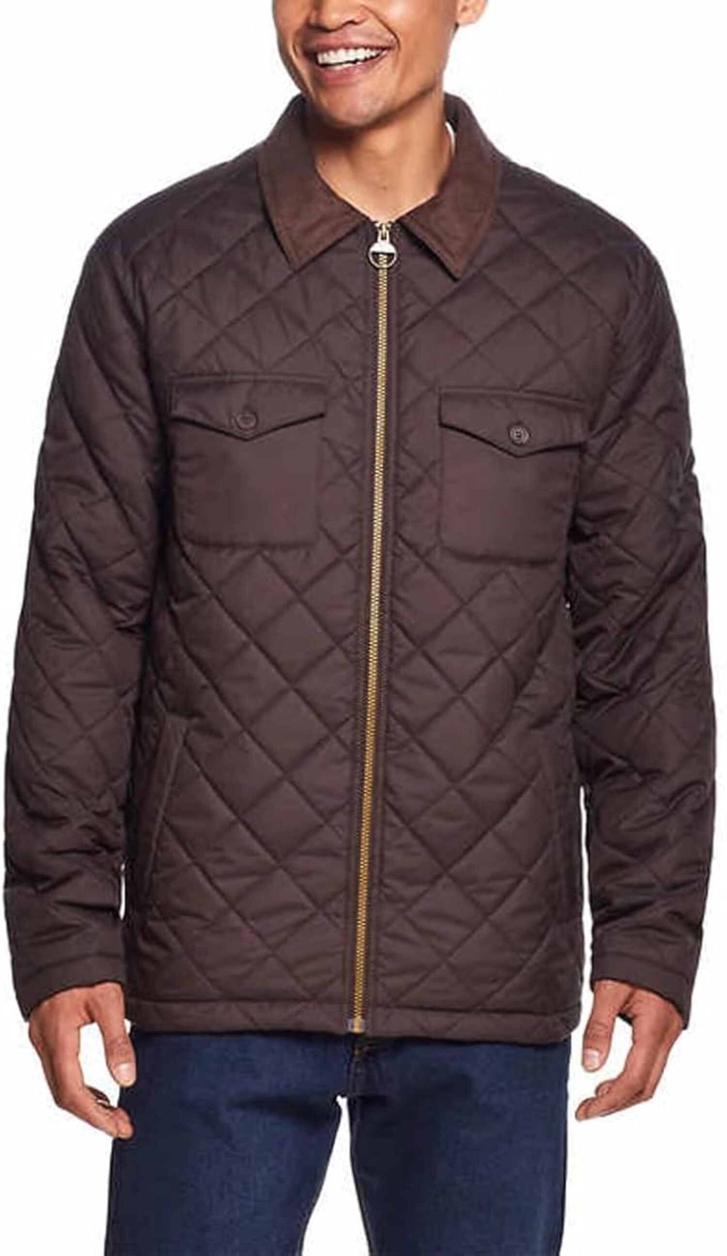 Weatherproof Men's Quilted Barn Jacket (Brown, Medium) - Walmart.com