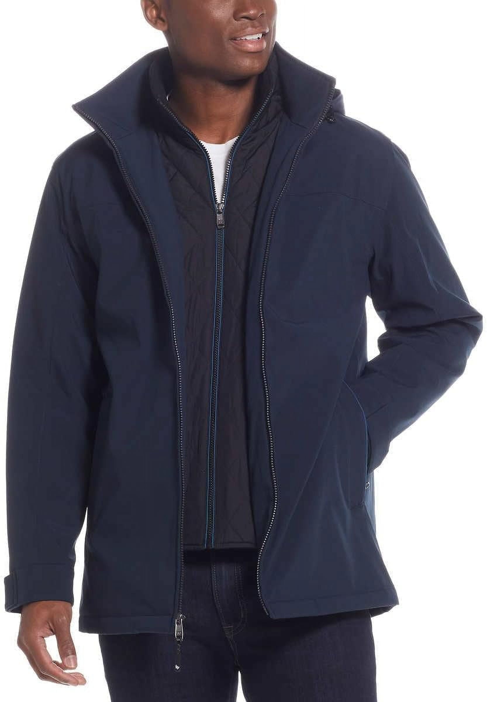 Weatherproof Men’s Ultra Tech Removable Fleece Lined Hood Jacket (Blue ...