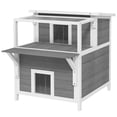Weatherproof Outdoor Cat Shelter, Two Story Cat House with Balcony ...
