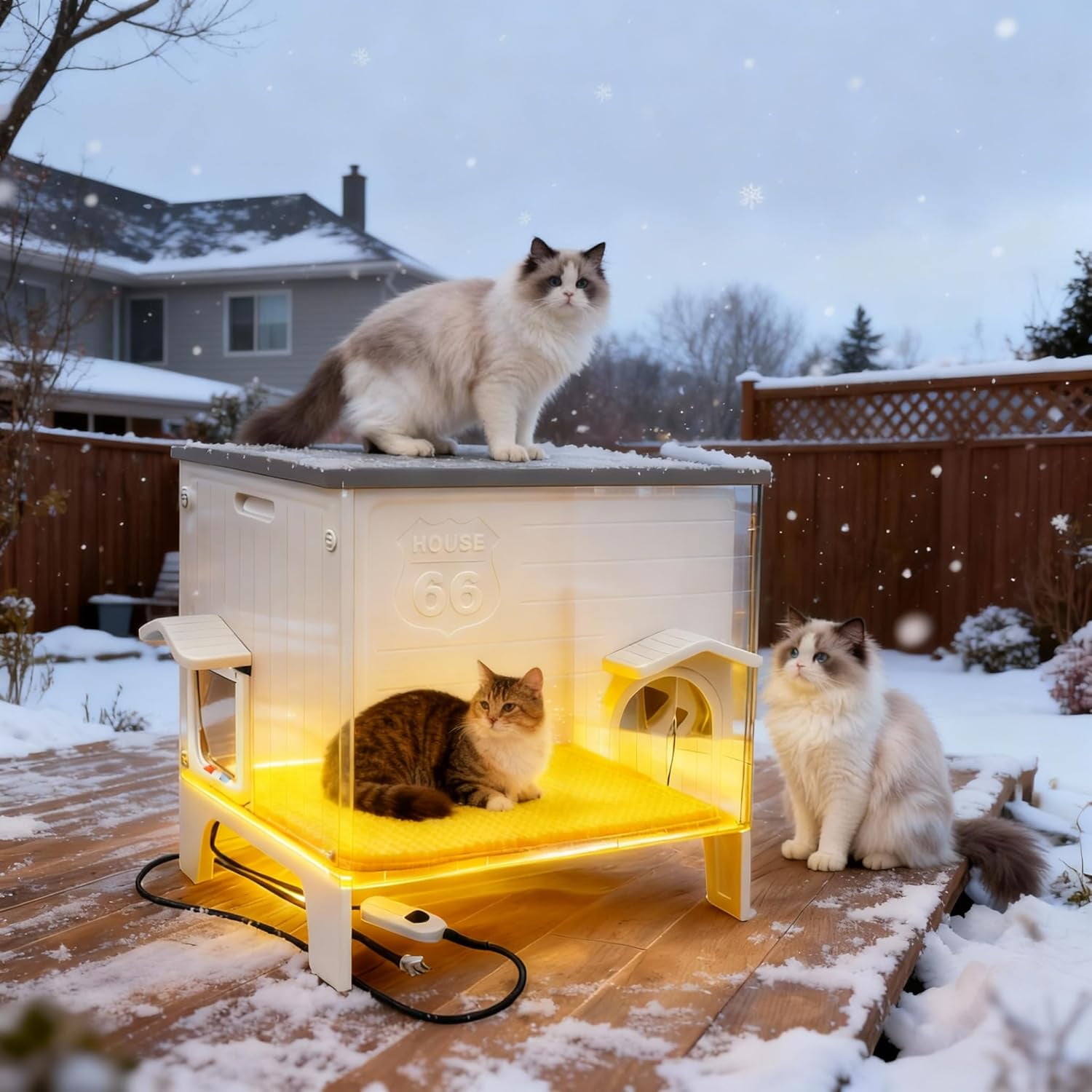 Weatherproof Outdoor Heated House for Feral , Elevated Shelter with ...