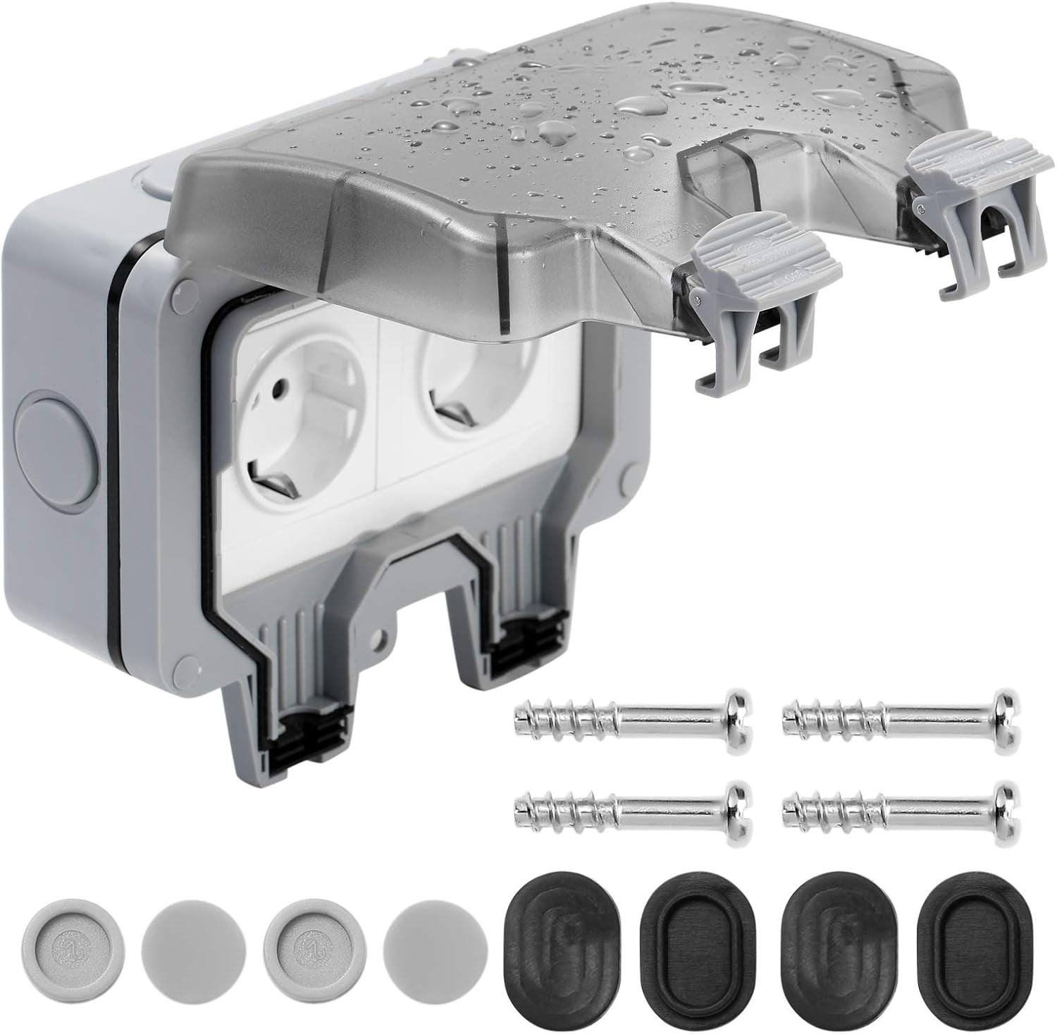 Weatherproof Outdoor Power Outlet, 15 Amp Double Waterproof Design ...