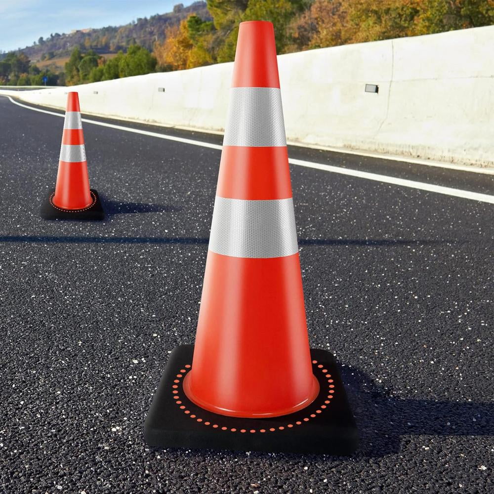 Weatherproof Traffic Cones with Stable Square Bases, Red Construction ...