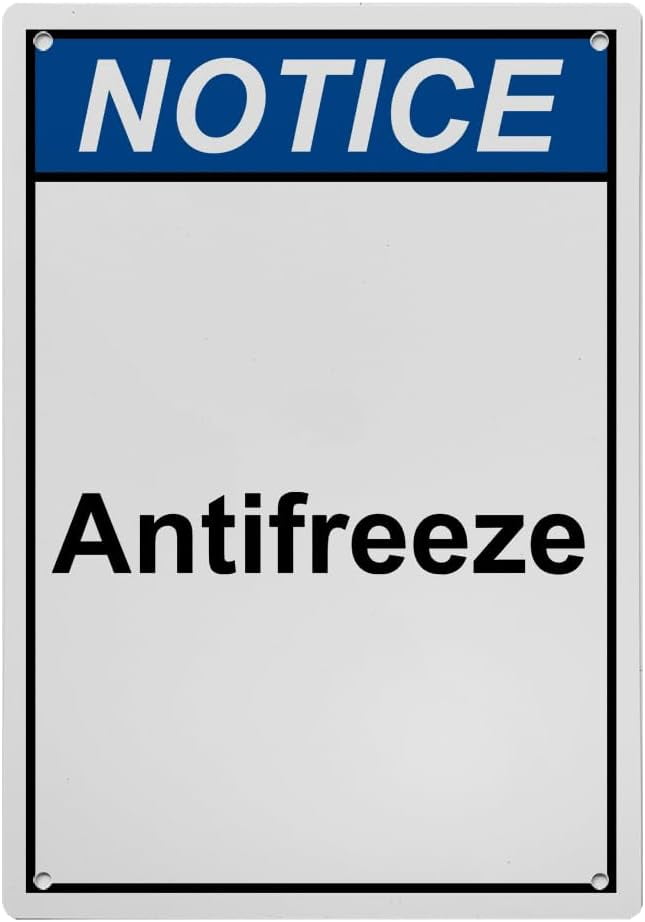 Weatherproof Vertical ANSI Chemical Gas Sign (Antifreeze) 8 in" x 12 in ...