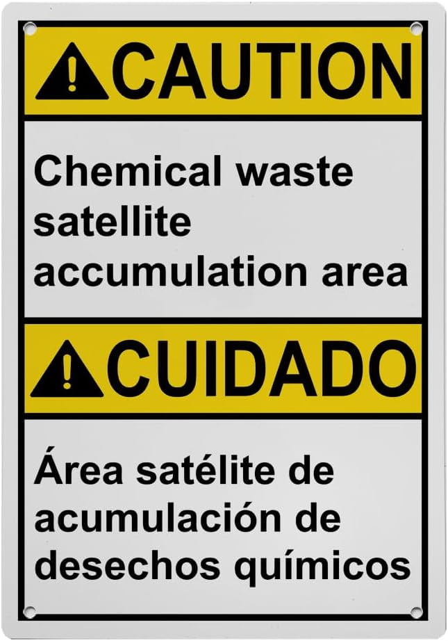 Weatherproof Vertical ANSI Chemical Gas Sign (Chemical Waste Satellite ...