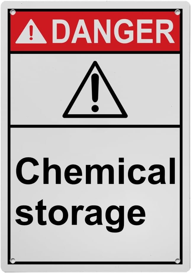 Weatherproof Vertical ANSI Chemical Gas Sign (Chemical storage) 8 in" x ...