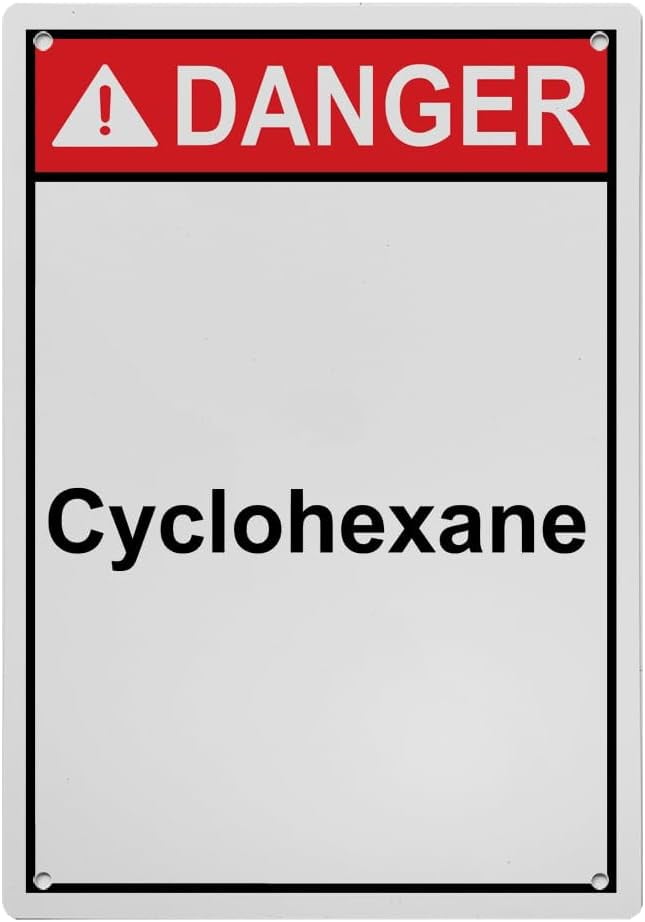 Weatherproof Vertical ANSI Chemical Gas Sign (Cyclohexane) 8 in" x 12 ...