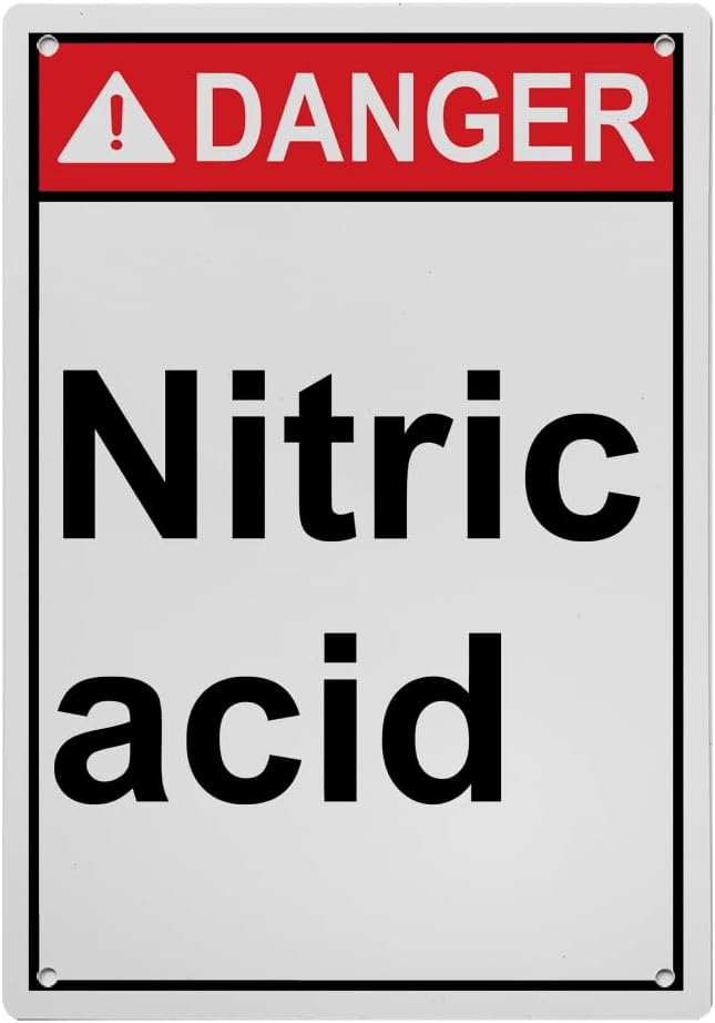 Weatherproof Vertical ANSI Chemical Gas Sign (Nitric acid) 8 in" x 12 ...