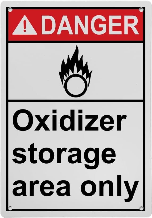 Weatherproof Vertical ANSI Chemical Gas Sign (Oxidizer storage area ...