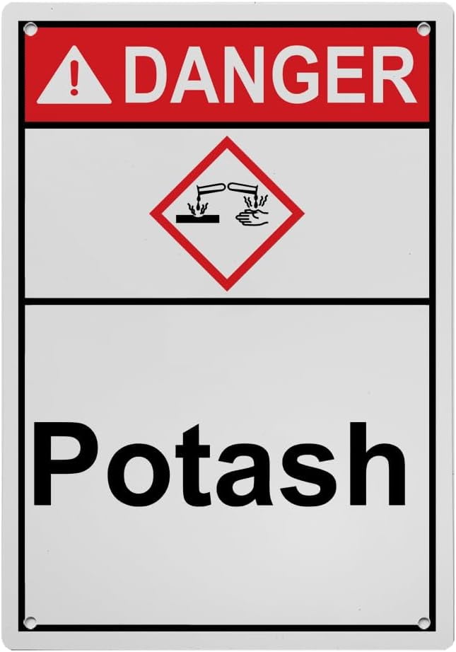Weatherproof Vertical ANSI Chemical Gas Sign (Potash) 8 in" x 12 in" UV ...
