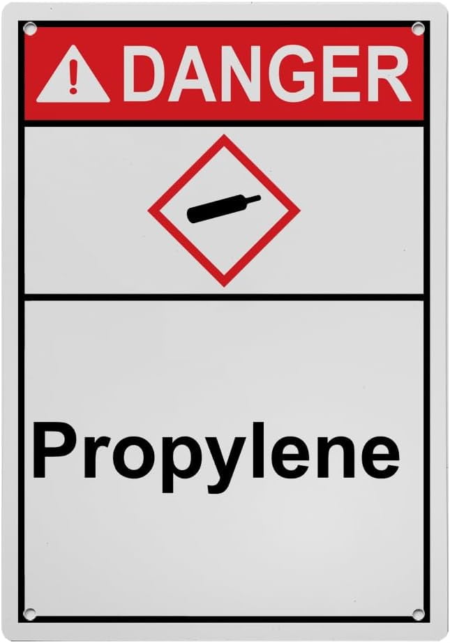 Weatherproof Vertical ANSI Chemical Gas Sign (Propylene) 8 in" x 12 in ...