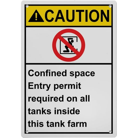 Weatherproof Vertical ANSI Confined Space Sign (Confined space Entry ...