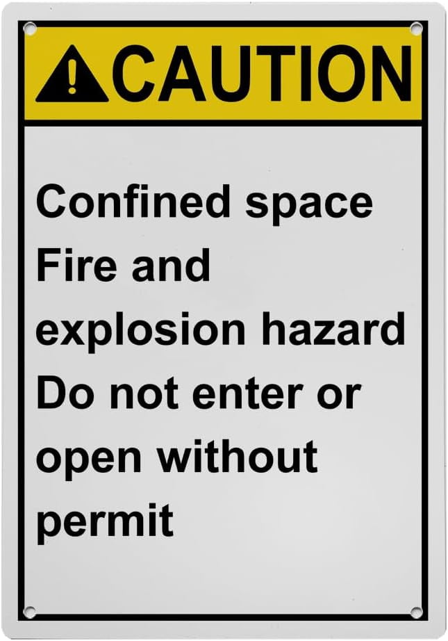 Weatherproof Vertical ANSI Confined Space Sign (Confined space Fire and ...
