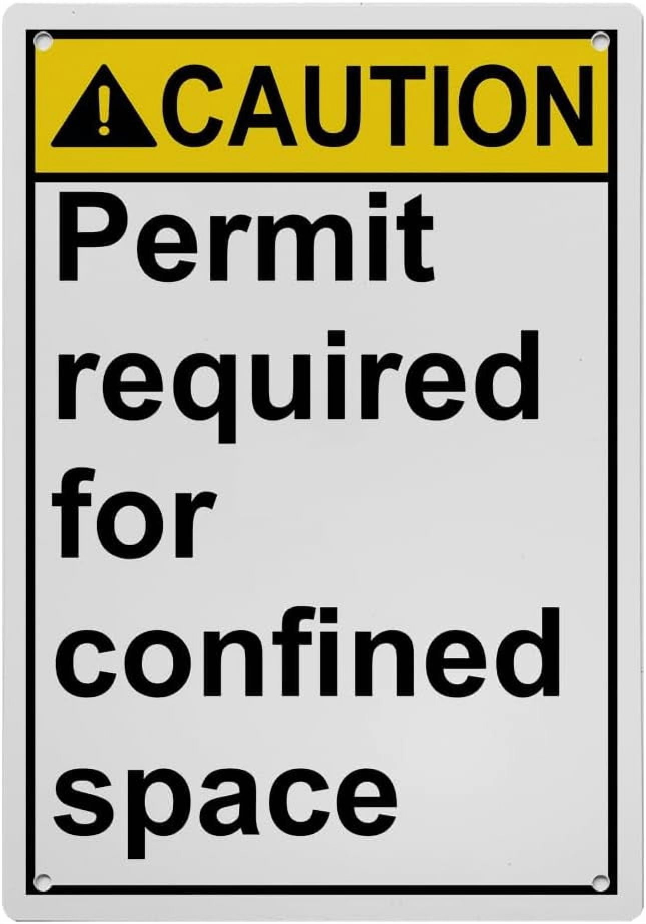 Weatherproof Vertical ANSI Confined Space Sign (Permit required for ...