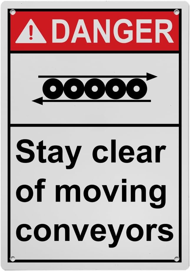 Weatherproof Vertical ANSI Conveyor Sign (Stay clear of moving ...