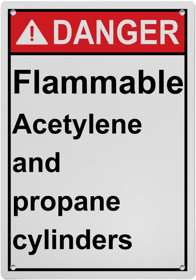 Weatherproof Vertical ANSI Cylinder Sign (Flammable Acetylene and ...