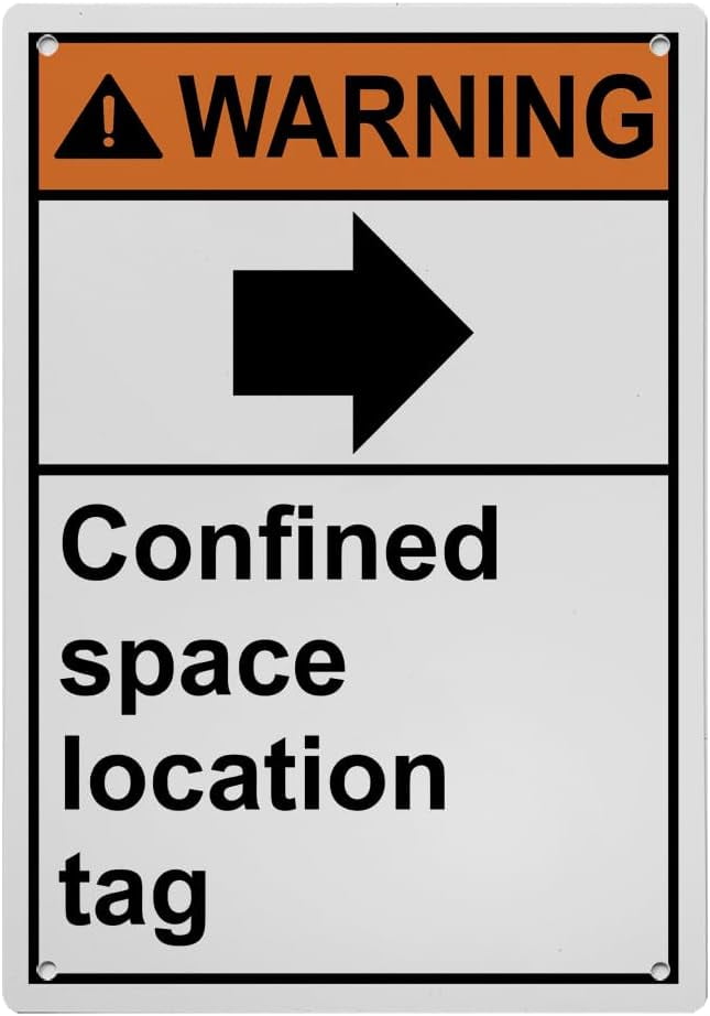 Weatherproof Vertical ANSI Directional Sign (Confined space location ...