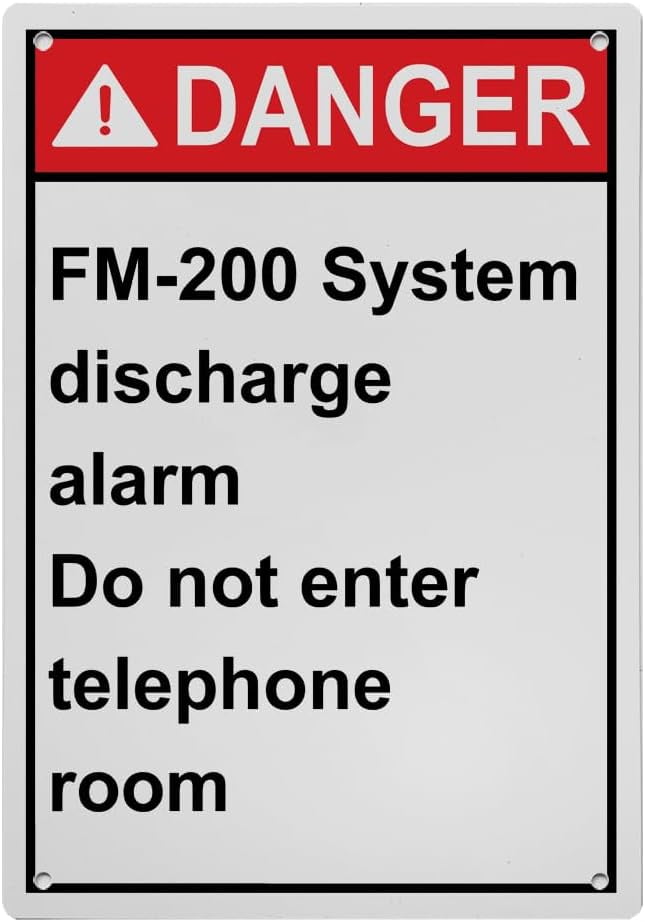 Weatherproof Vertical ANSI ESD Static Sign (Caution FM-200 System ...